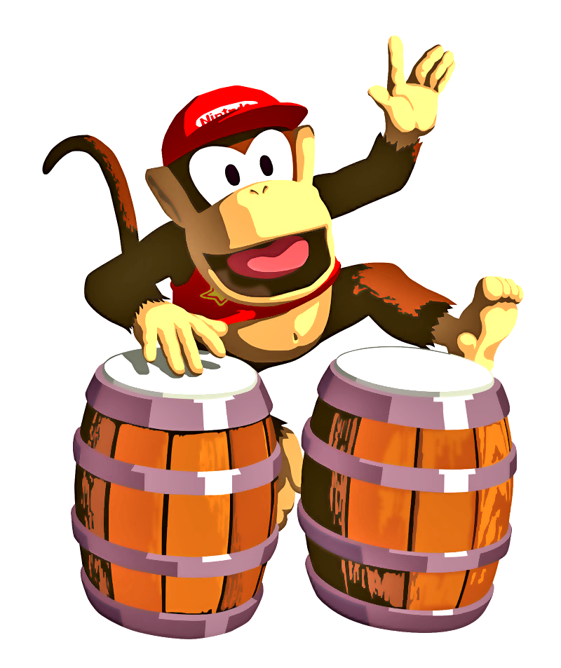 File:Donkey Konga Diddy plays Bongos Artwork.png - Super Mario Wiki, the Mario encyclopedia