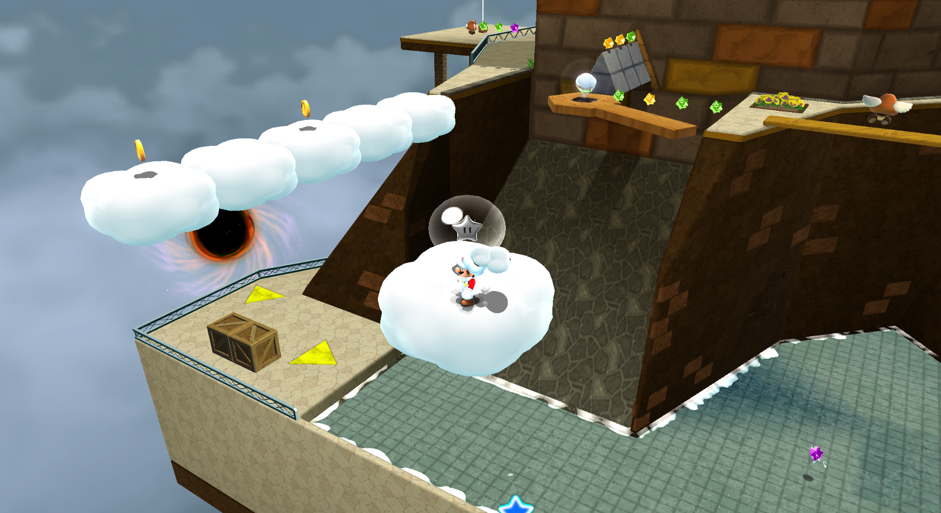 File:SMG2 Throwback Silver Stars in the Whomp Fortress.png - Super ...