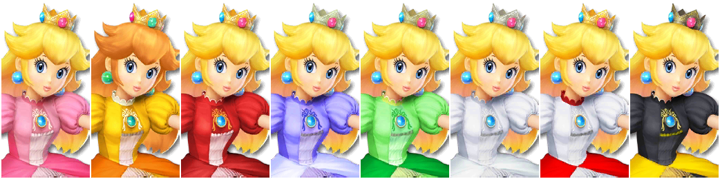 File:Peach SSB4 Recolors.png - Super Mario Wiki, the Mario encyclopedia