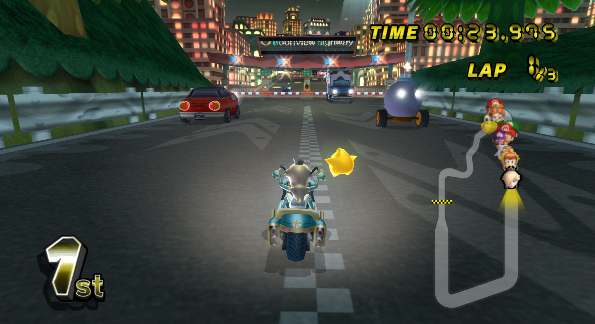 File:MKW Moonview Highway Entering the City.png - Super Mario Wiki, the ...