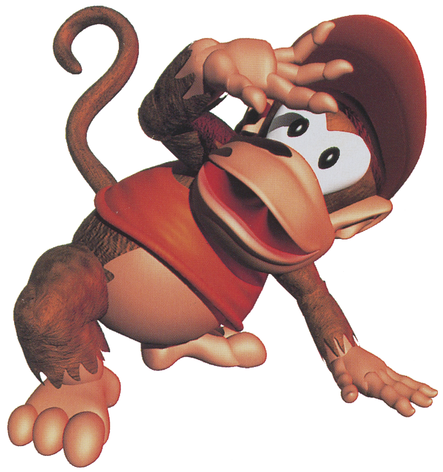 File:Diddy crouching DKC art.png - Super Mario Wiki, the Mario encyclopedia