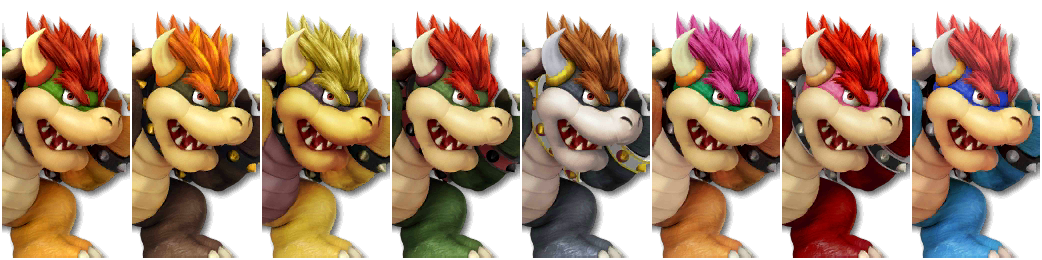 File:Bowser SSB4 Recolors.png - Super Mario Wiki, the Mario encyclopedia