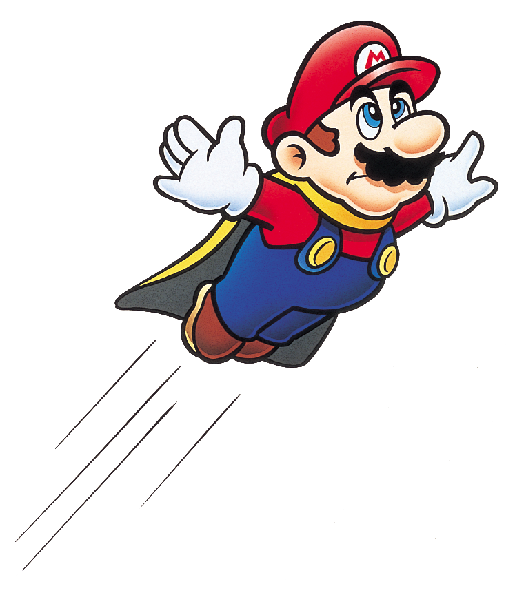 File:SMW Art - Cape Mario Flying.png - Super Mario Wiki, the Mario ...