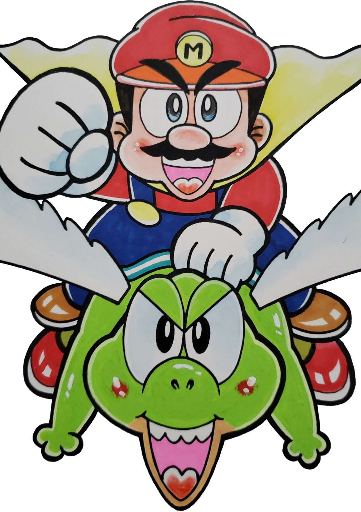 File:Cape Mario and Winged Yoshi KC Mario.png - Super Mario Wiki, the ...