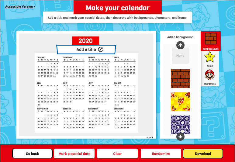 File:Mushroom Kingdom 2020 Calendar Creator default.png - Super Mario ...