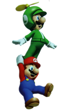 File:NSMBW Mario and Propeller Luigi Artwork.png - Super Mario Wiki ...