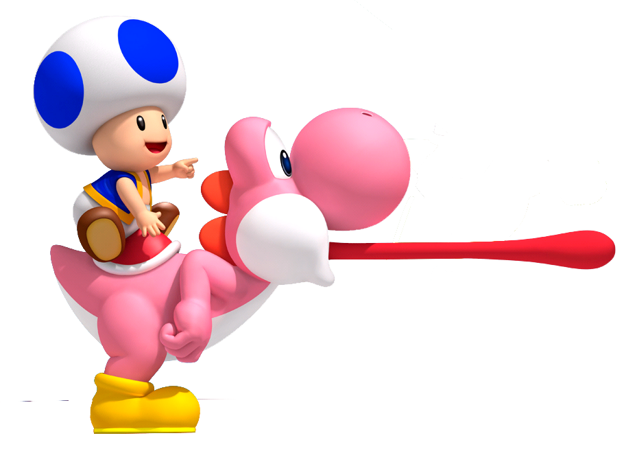 File:NSMBW Blue Toad and Pink Yoshi Artwork.png - Super Mario Wiki, the ...