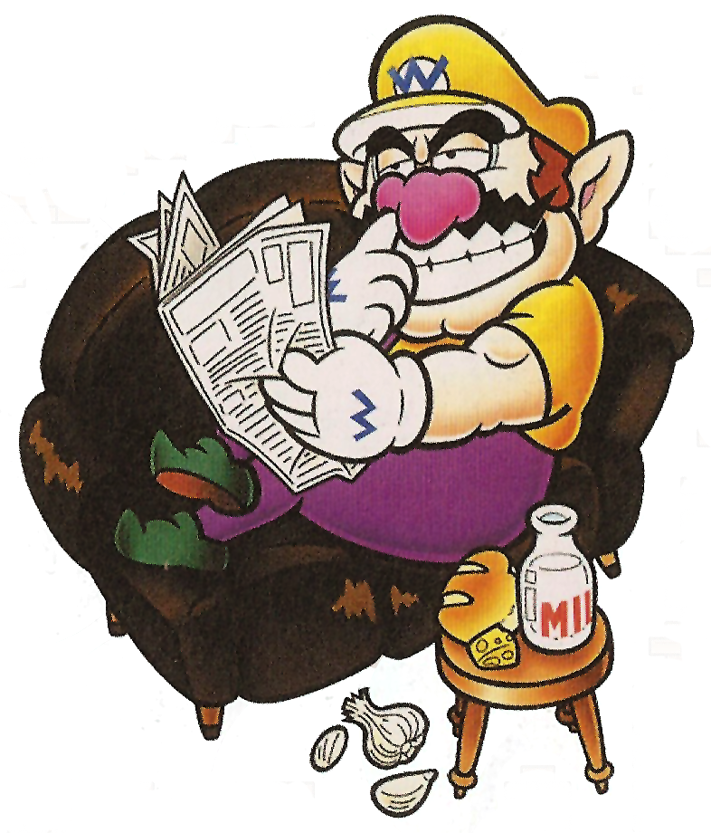 File:Wario reading WL4.png - Super Mario Wiki, the Mario encyclopedia
