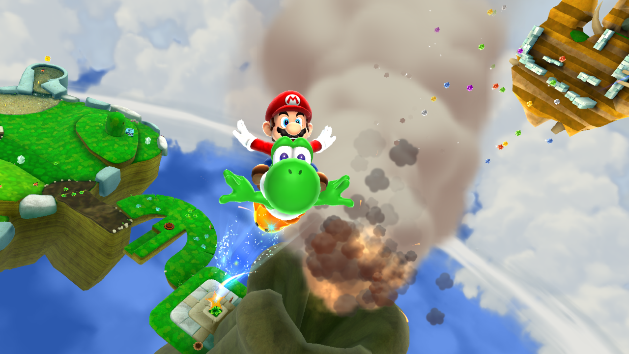 File:SMG2 Mario and Yoshi Flying.png - Super Mario Wiki, the Mario ...