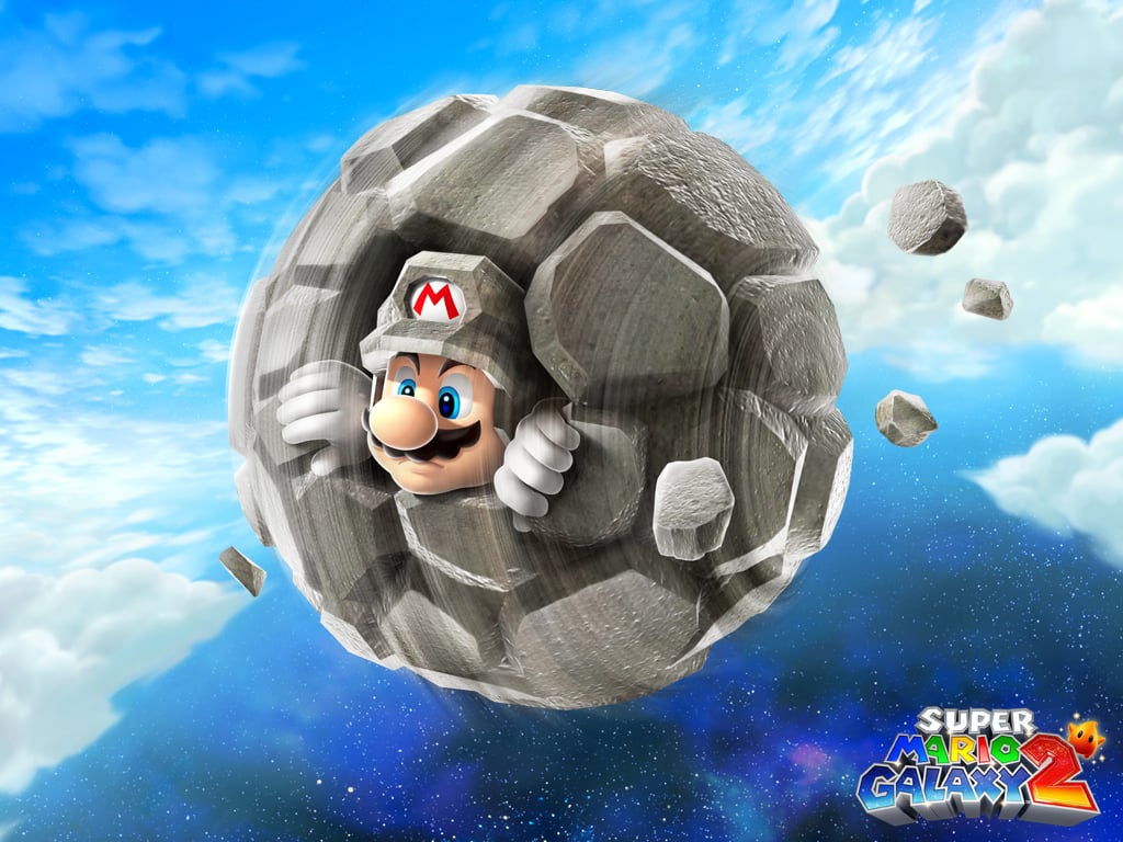 File:SMG2 Wallpaper Rock Mario.jpg - Super Mario Wiki, the Mario ...