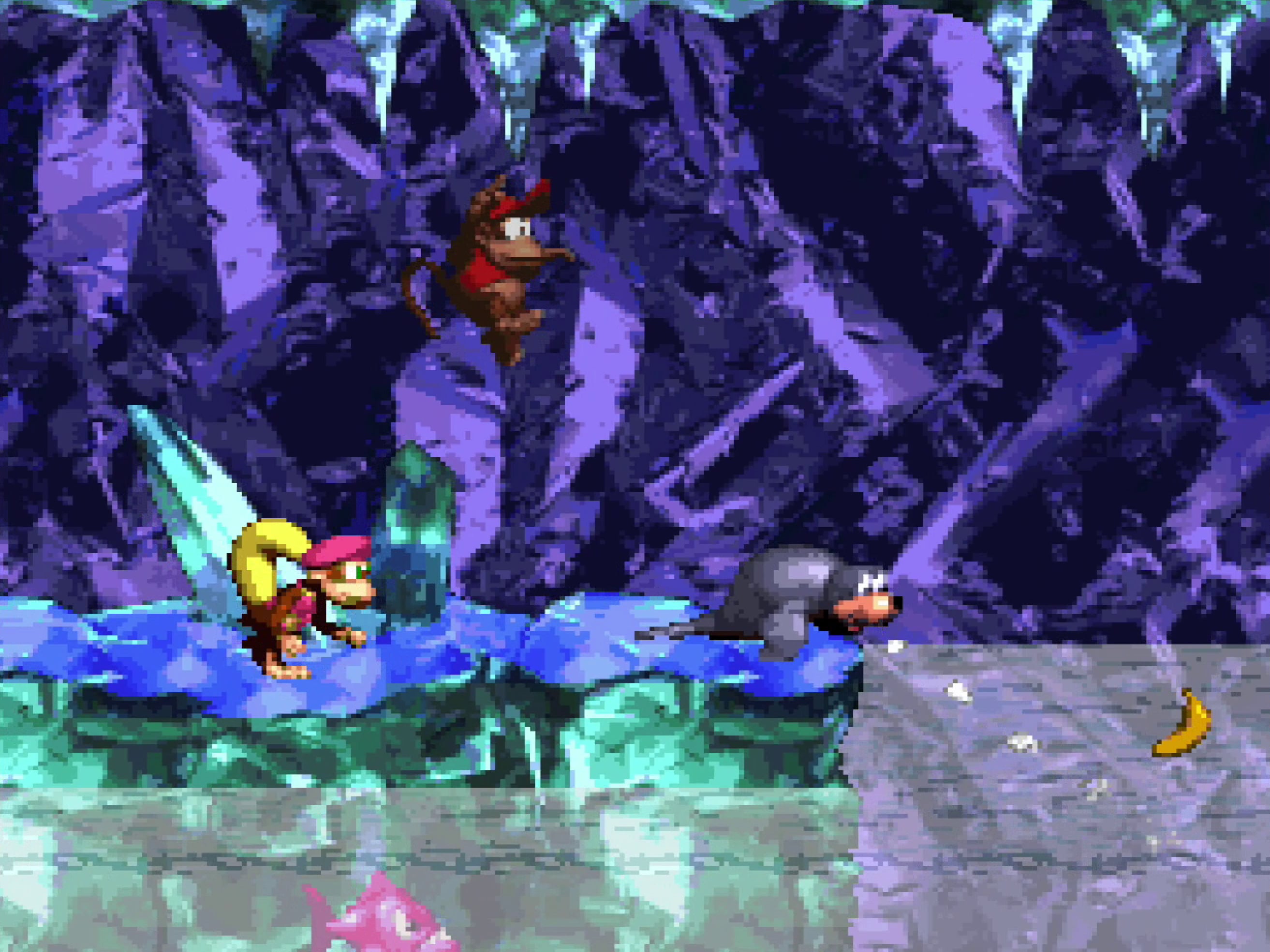 File:NM DKC2 In a Snowbound Land Clappers Cavern.jpg - Super Mario Wiki ...