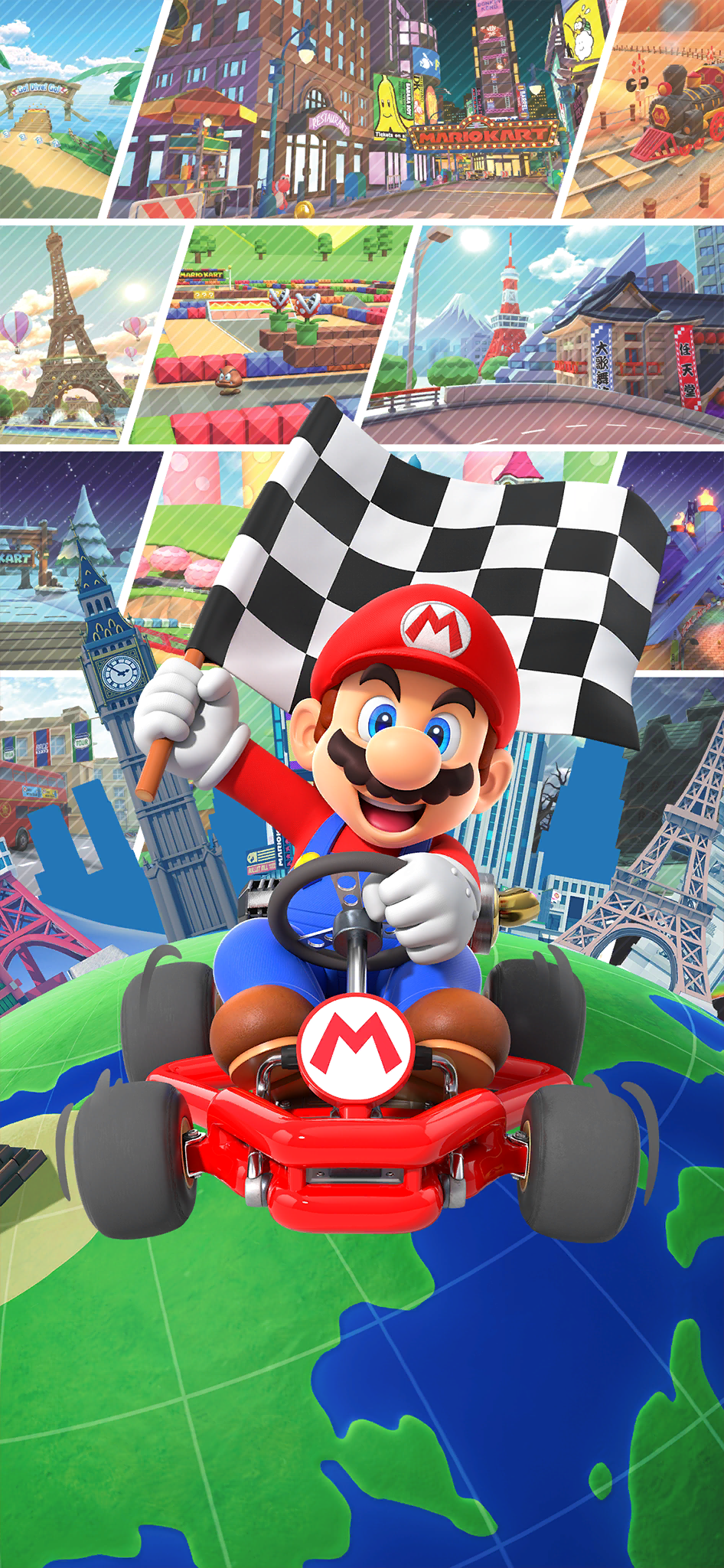 File:MKT TitleScreenArt MarioHoldingFlag.png - Super Mario Wiki, the ...