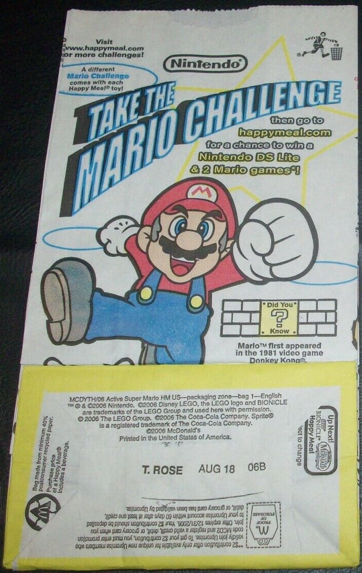 File:Take the Mario Challenge Happy Meal bag front.jpg - Super Mario ...