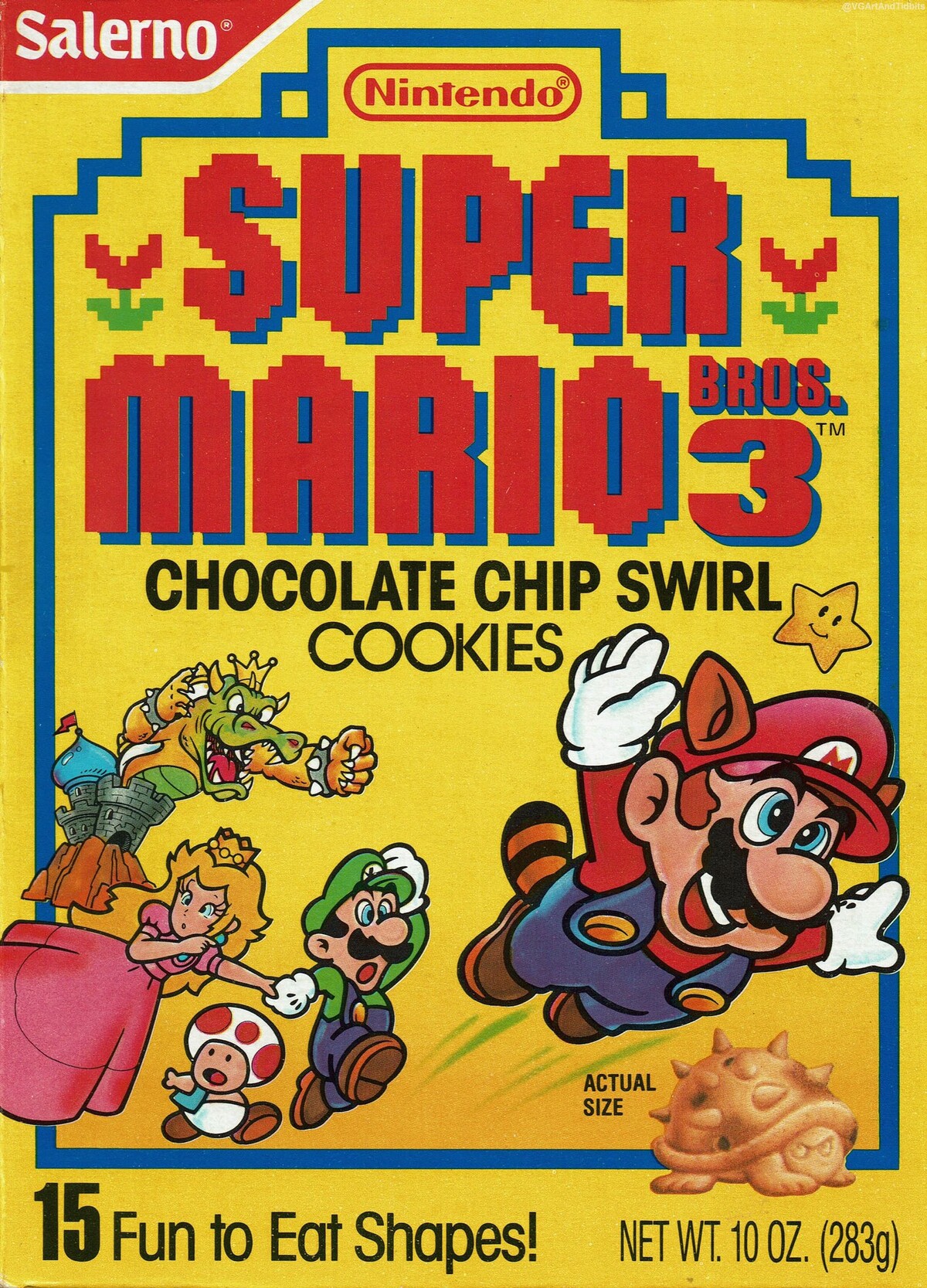 File:SMB3 Chocolate Chip Swirl Cookies front box.jpg - Super Mario Wiki ...