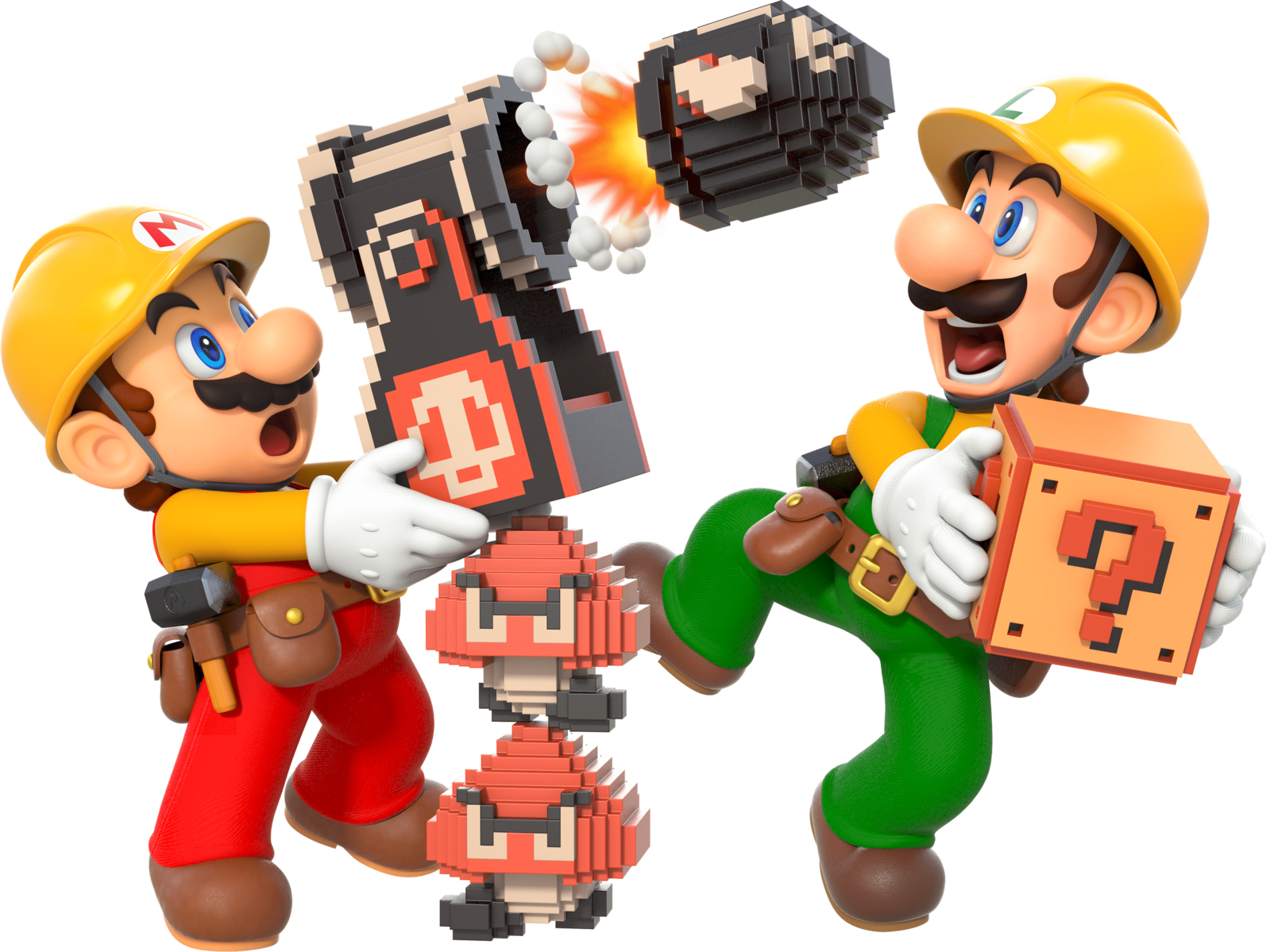 File:SMM2-Mario-Luigi-Goombas-Artwork.png - Super Mario Wiki, the Mario ...