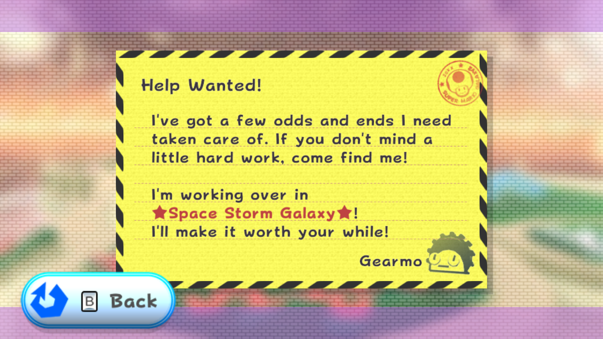 File:SMG2 Letter Gearmo Space Storm.png - Super Mario Wiki, the Mario ...