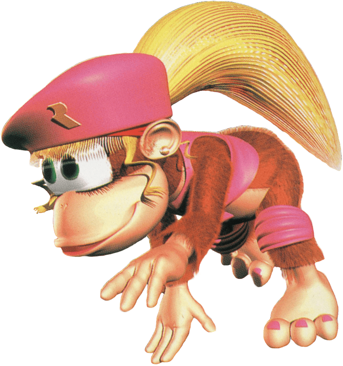 File:Dixie moving DKC2 Rare logo art.png - Super Mario Wiki, the Mario ...