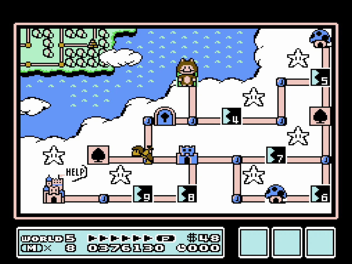 File:NM SMB3 World 5 Map Sky Land - In the Sky.png - Super Mario Wiki ...