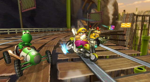 File:Wario riding Wario Bike MKW screenshot.png - Super Mario Wiki, the ...