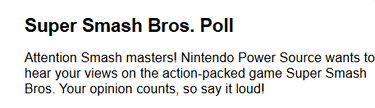 Super Smash Bros. Poll - Super Mario Wiki, the Mario encyclopedia