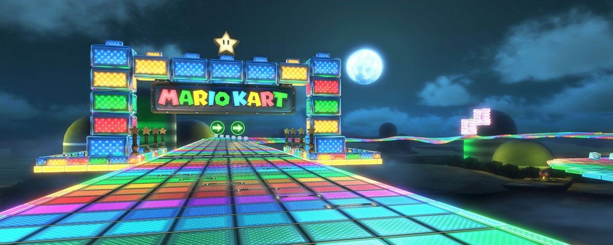 File:MK8 SNES Rainbow Road Starting Line.jpg - Super Mario Wiki, the ...