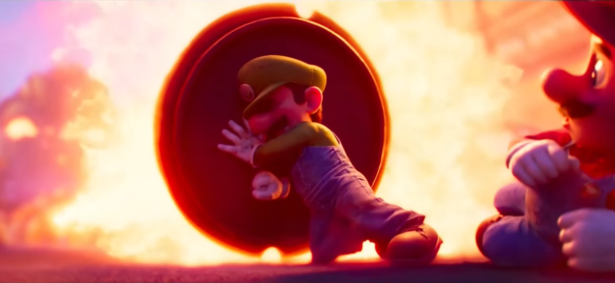 File:Luigi using the manhole cover as a shield - TSMBM.png - Super ...