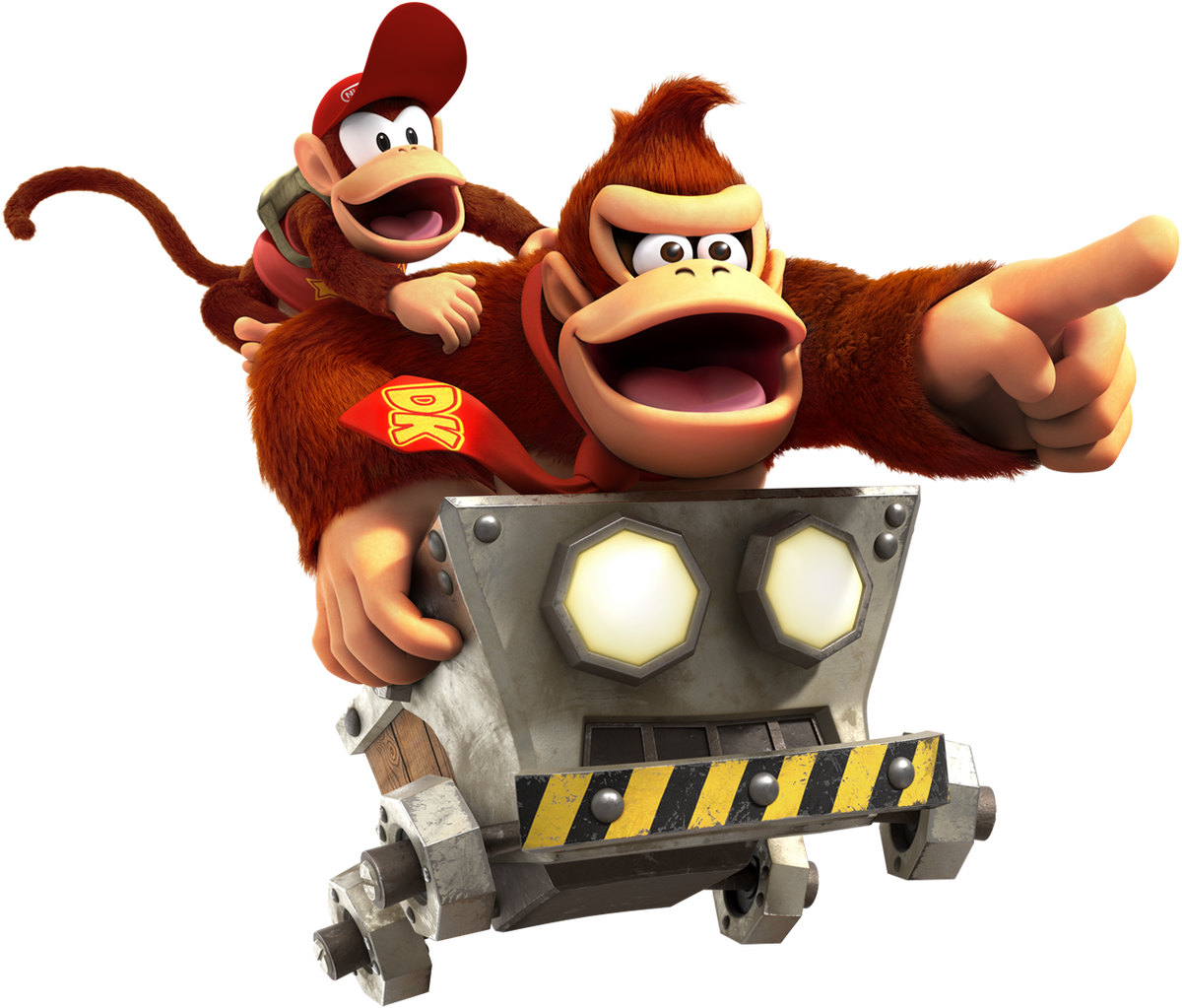 File:DKCRHD DK Diddy minecart artwork.webp - Super Mario Wiki, the ...