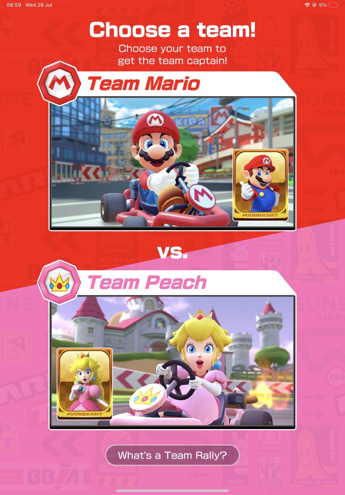 File:MKT team select Mario vs Peach.jpg - Super Mario Wiki, the Mario ...