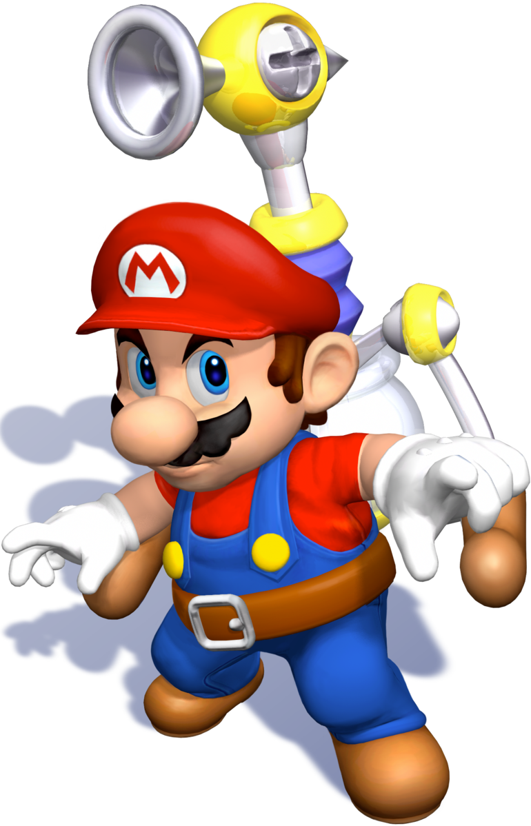 File:SMS Clean Mario FLUDD Pose Artwork.png - Super Mario Wiki, the ...