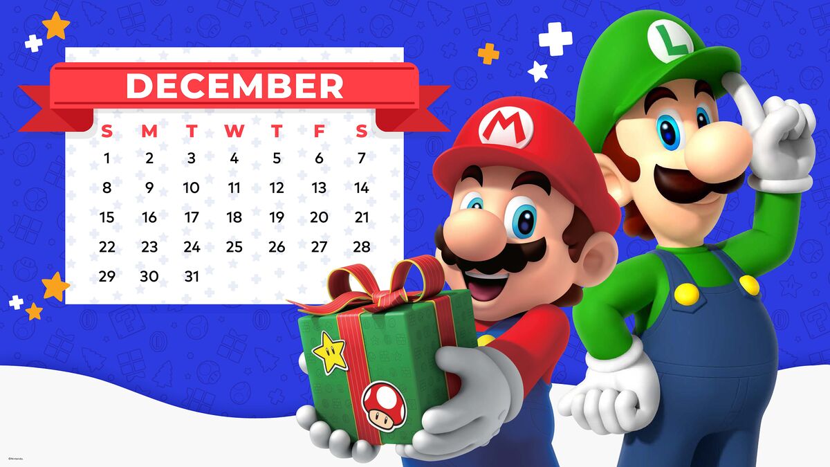 File:My Nintendo Mario Luigi Happy Holidays calendar desktop.jpg ...