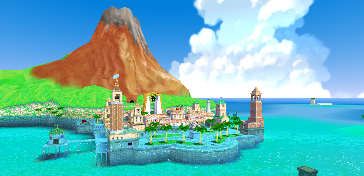 File:Delfino-plaza-flooded.png - Super Mario Wiki, the Mario encyclopedia