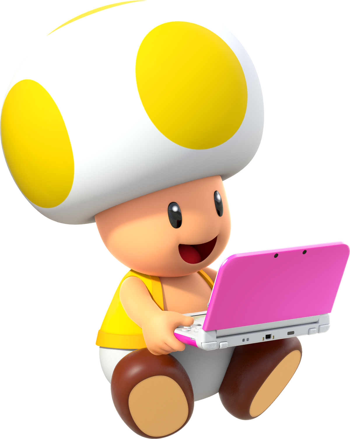 File:SMM3DS Yellow Toad plays 3DS Artwork.png - Super Mario Wiki, the ...