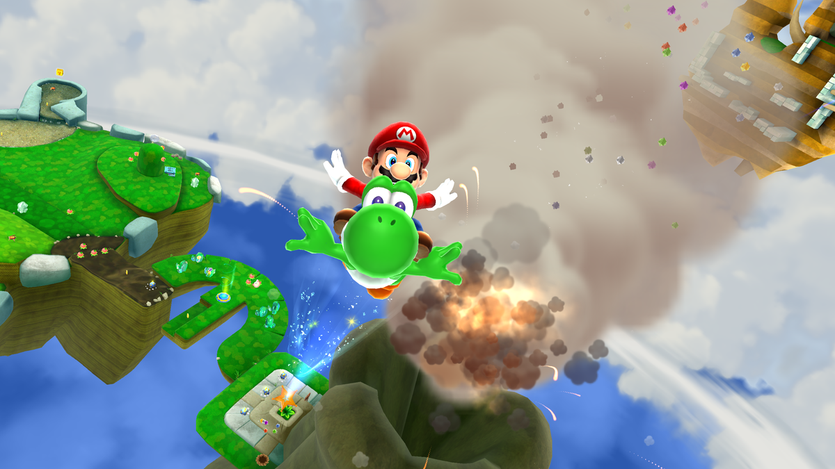 File:SMG2 Mario and Yoshi Flying.png - Super Mario Wiki, the Mario ...