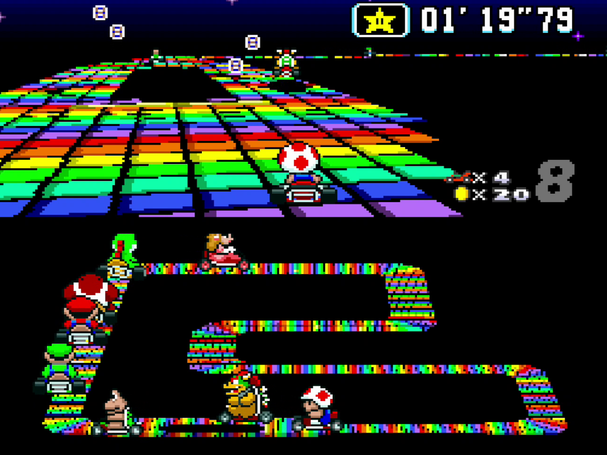 Rainbow Road (Super Mario Kart theme) - Super Mario Wiki, the Mario ... Rainbow Road (Super Mario Kart theme) - Super Mario Wiki, the Mario ...
