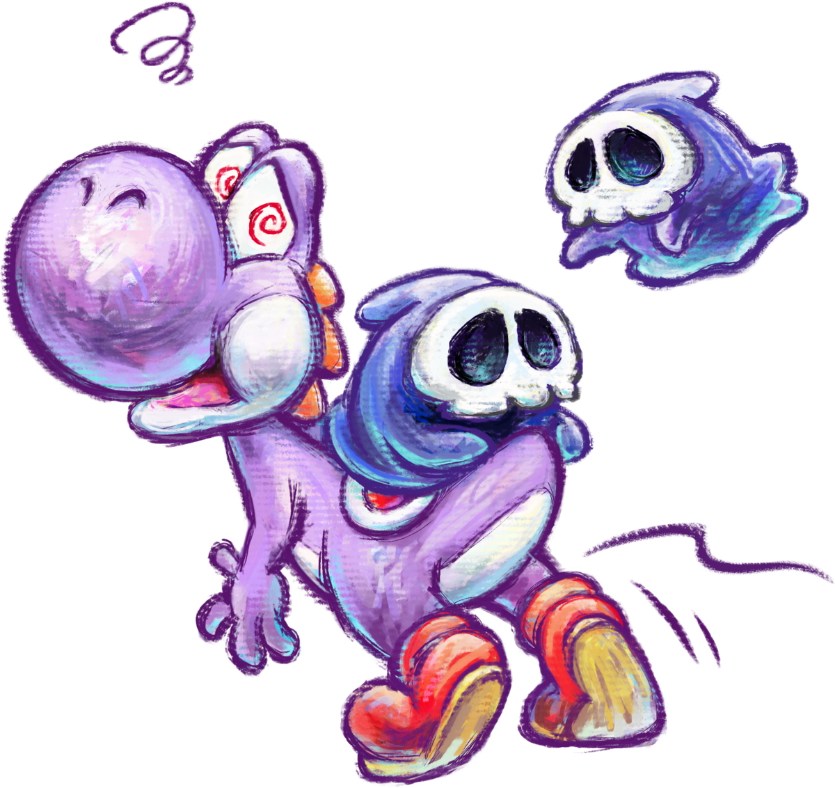 File:Purple Yoshi and Grim Leechers Artwork - Yoshi's New Island.png ...