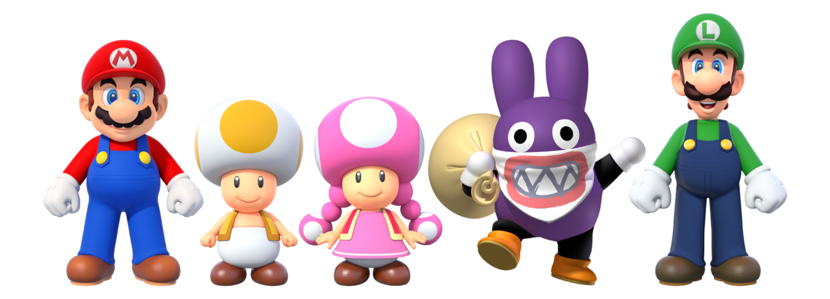 File:NSMBUD Main cast.png - Super Mario Wiki, the Mario encyclopedia