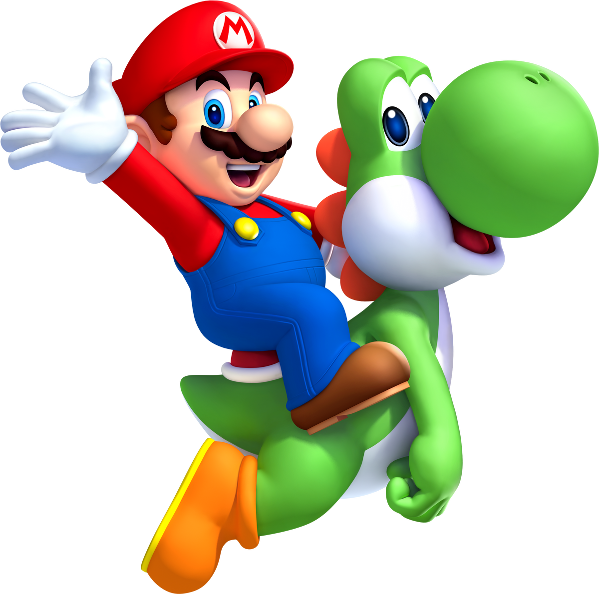 File:NSMBU Mario and Yoshi Jumping Artwork.png - Super Mario Wiki, the ...