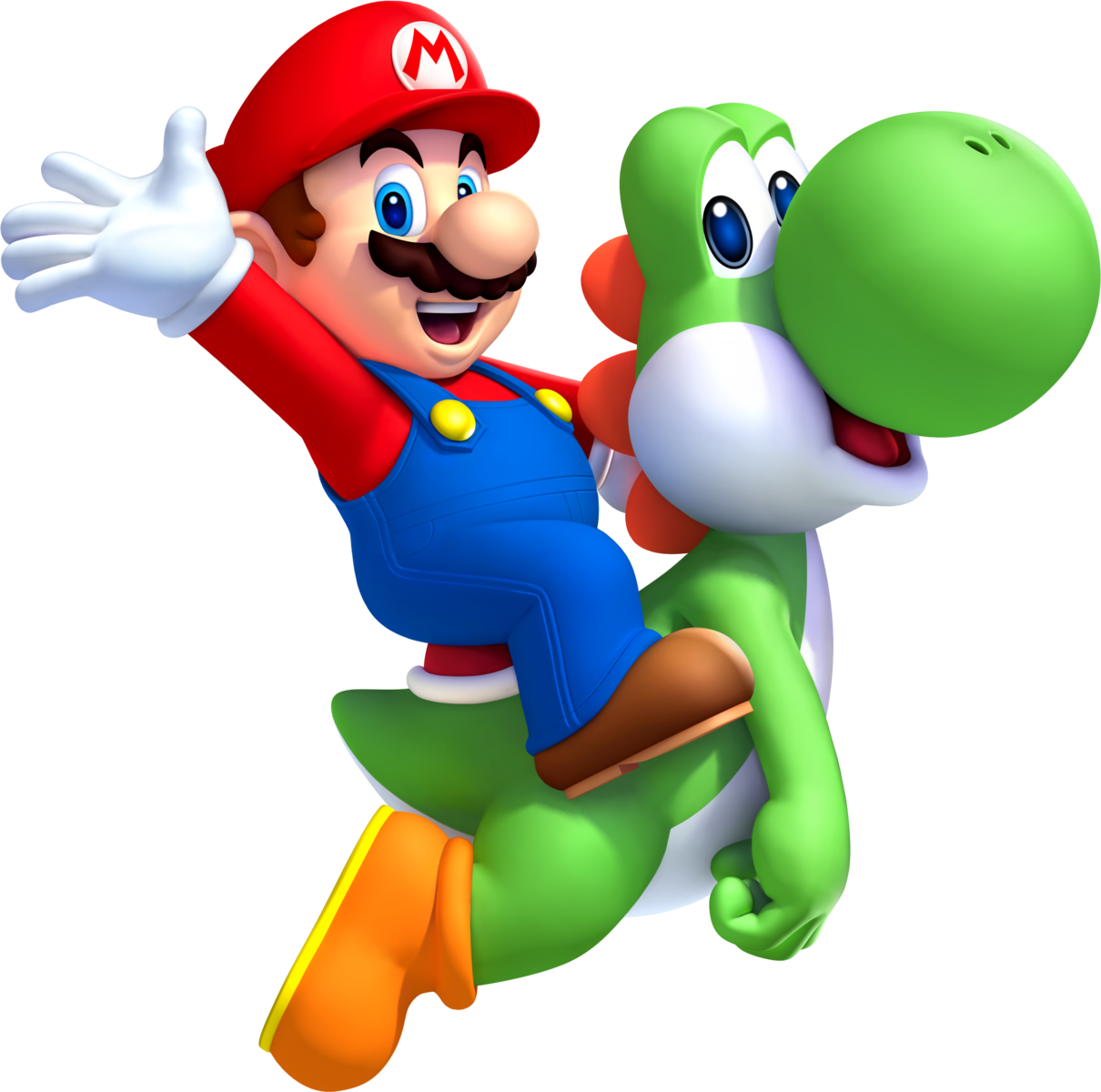 File:NSMBU Mario and Yoshi Jumping Artwork.png - Super Mario Wiki, the ...