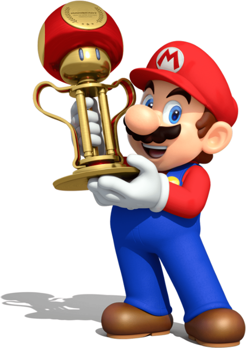 File:MK8 Mario Hold Trophy Artwork.png - Super Mario Wiki, the Mario ...