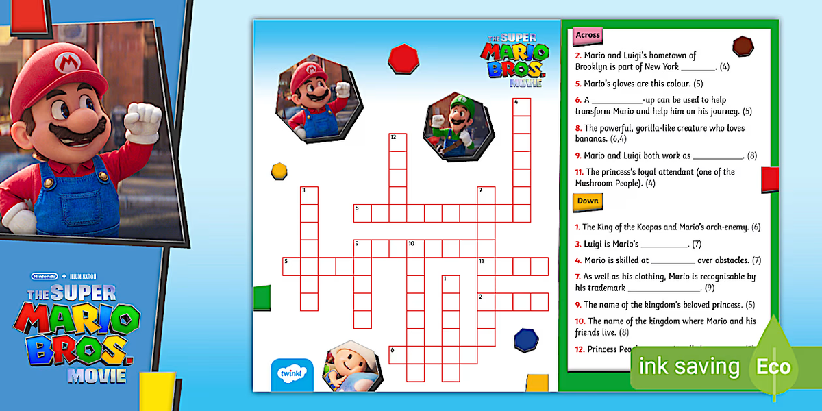 Super Mario Bros.: Vocabulary-Building Crossword - Super Mario Wiki ...