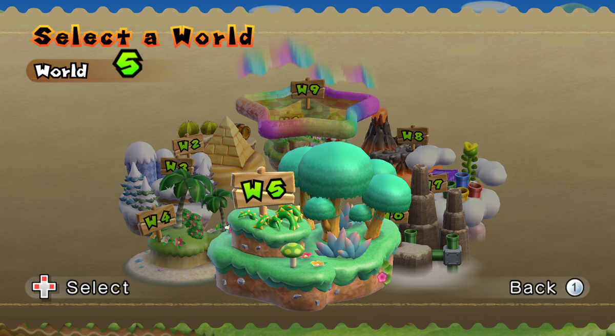 File:NSMBW World 5 World Select.png - Super Mario Wiki, the Mario ...